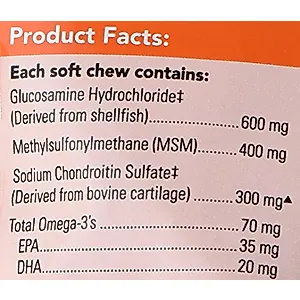 Nutramax Cosequin Joint Health Supplement for Dogs - With Glucosamine, Chondroitin, MSM, and Omega-3's, 60 Soft Chews