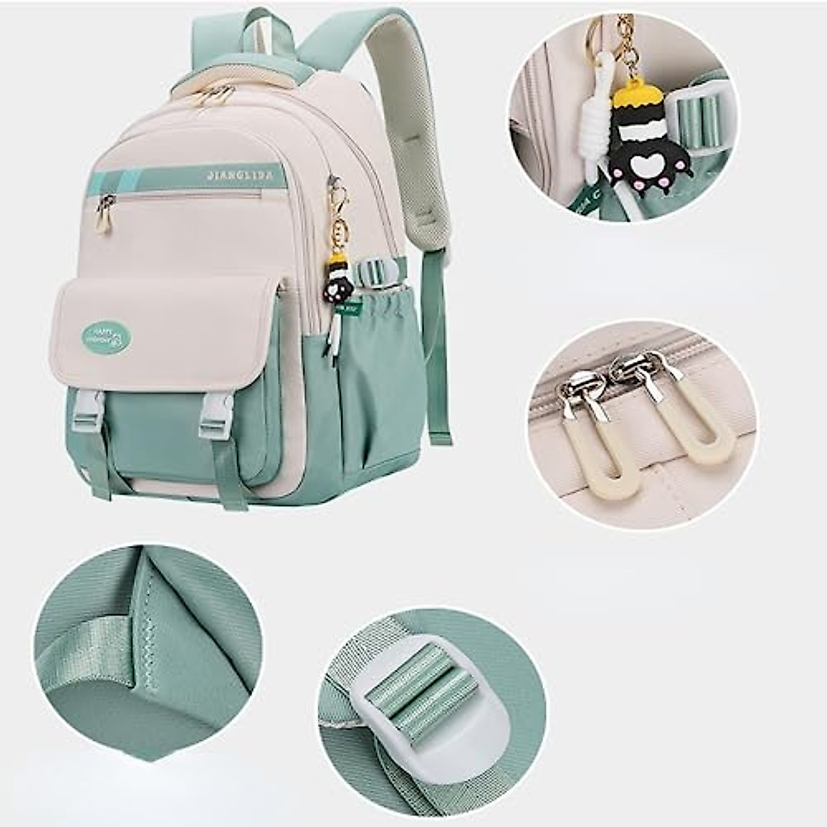 Kawaii Backpack Aesthetic Backpack Backpacks with Cute Pendant, Adorable Shoulder Bag (Brown)