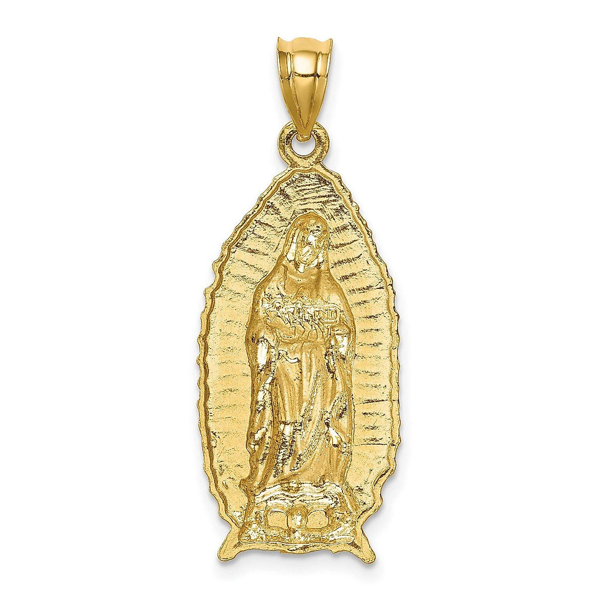 Jewelry Stores Network Religious Figure Our Lady of Guadalupe Pendant in Real 14k Yellow Gold 27x14mm