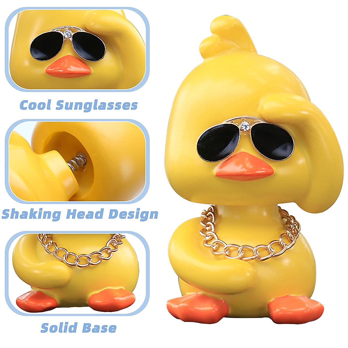 wonuu Shaking Duck Car Decorations Yellow Duck Cute Car Ornaments Cool Shaking Head Doll for Car Interior Decoration Ornament Accessories