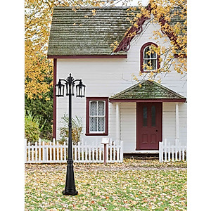 CMRCOZIRA Dusk to Dawn Sensor Post Light Triple-Head Lamp Post Waterproof Street Light Outdoor Lamp Post Lights with Clear Glass Aluminum Post Street Lamp Modern Outdoor Street Light for Garden