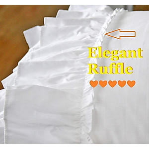 Queen’s House White Ruffle Pillow Shams Set of 2 Cotton Shabby Pillowcases Feminine Pillow Cover King Size