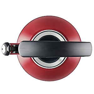 Circulon Enamel on Steel Whistling Teakettle/Teapot With Flip-Up Spout, 2 Quart - Red