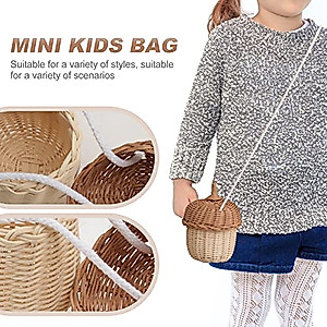 Garneck Womens Wallet Women's Tote Handbags Mini Crossbody Purse Kids Bag Rattan Woven Shoulder Bag Cute Pine Cone Basket Basket for Little Girls Boys, 5.5x3.5 Inch Teen Girl Purse Womens Wallets