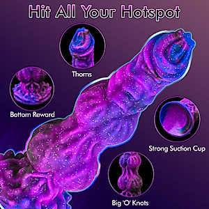 9.6" Monster Dildo Fantasy Horse Dildo with 2 Big Knots, Huge Dildo Thick Anal Dildo with Strong Suction Cup, Dragon Dildo Dog Knot Dildo for Women Sex, Anal Toys for Men Gay, Adult Toys for Women Men