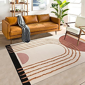 LEEVAN Boho Geometric Area Rug 4x6ft Farmhouse Rugs Washable Woven Living Room Floor Carpet Tribal Diamond Accent Rug for Bedroom Indoor Outdoor Bohemian Patio Rug Cotton Rugs for Living Room/Bedroom