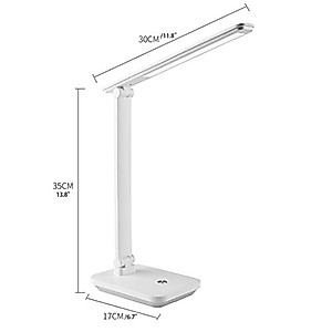 Eye-Caring Charging Desk Lamp Folding LED Eye Protection USB Interface Touch Dimming Reading Lamp for Study and Work Office lamp (Color : White)