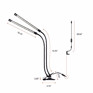 LEDVANCE Full Spectrum Gooseneck LED Indoor Plant Grow Light, 9W, Dimmable, 3000K, with Smart Control and 3' USB Power Cord - 1 Pack (62567)