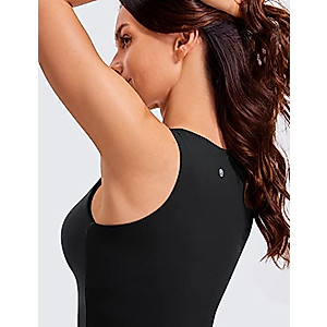 CRZ YOGA Womens Butterluxe Double Lined Cropped Tank Tops High Neck Racerback Tanks Sleeveless Casual Workout Crop Top Black Medium
