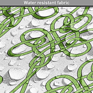 Lunarable Celtic Fabric by The Yard, St. Patrick's Day Theme Celtic Knots Lucky Clover Design Pattern Irish Theme Print, Decorative Fabric for Upholstery and Home Accents, 2 Yards, White Green