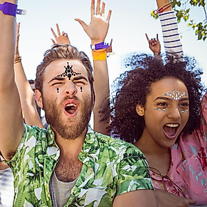 SIQUK 24 Sets Face Jewels Mermaid Face Gems Sticker Face Crystal Rhinestone Face Jewel for Festival Rave Carnival Party