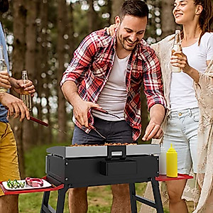 MixRBBQ Universal Griddle Stand for Blackstone 17" 22" Tabletop Griddle, Adjustable Table with Dual Side Shelf Grill Accessories for Outdoor Camping