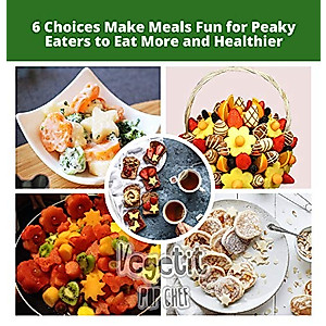 Vegetit Fruit and Vegetable Shape Cutter - ABS Plastic Fruit Decorating Tools - Kids and Toddlers Food Chopper - Pop Chef Set of 6 Shapes