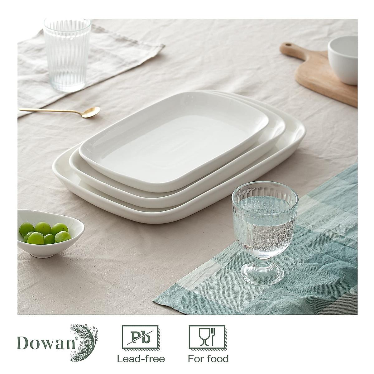 DOWAN 16"/14"/12" Rectangle Serving Plates & Oval Serving Plates
