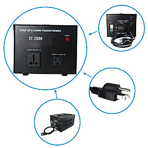 2000 Watt Step Up/Down 110V/220V Voltage Converter Transformer with Circuit Breaker Protection