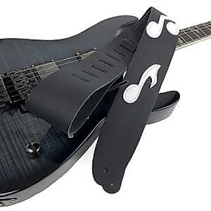 Perri's Leathers, The Famous Collection, Guitar Strap, Music Notes Themed, Leather, Adjustable for Electric/Acoustic/Bass Guitars, Anti-Slip, 41" to 56" Inches, Compatible with All Lock Systems, Black