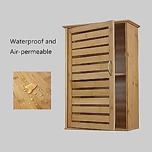 Giofanzo Bamboo Wall cabinets, Wooden Medicine Cabinet with Single Door and Adjustable Shelves, Multifunctional for Bathroom,Kitchen,Laundry,Over The Toilet Storage Cabinet, 14.5Lx6.5Wx21H