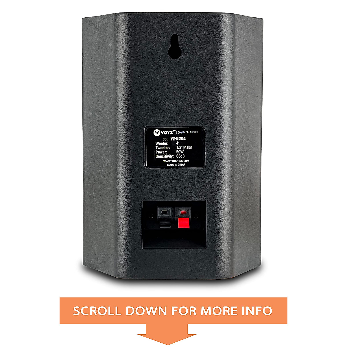 VOYZ 2-Way Wall Mounted Speakers for Indoor and Outdoor Fun - High Performance 100-Watt Loudspeakers with 4" Polypropylene Cone Woofer for Sleek Sound - Ideal Wired Speakers for Outdoor & Home Theater