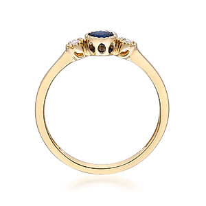 Gin & Grace 10K Yellow Gold Genuine Blue Sapphire and Natural Diamond (I1) Ring for Women.