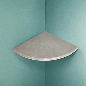 GEOONA Gray 9 Inch Marble Corner Shower Shelf for Bathroom Both Side Polished, Marble Floating Shelves for Bath Wall Mounted (1)