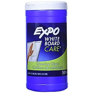 EXPO White Board Care Dry Erase Wipes, 8-Inches x 5.5-Inches, 50 Count
