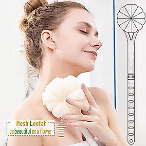 Shower Body Brush,Soft Bristles and Beautiful Pumpkin Loofah 14” Long Handle Back Scrubber Bath Mesh Sponge for Skin Exfoliating Bath,Massage Bristles Suitable for Wet or Dry,Men and Women (Grey)