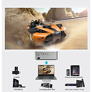 XARONF Full HD Bluetooth Projector Built in DVD Player, 1080P Supported, Portable DVD Projector for Outdoor Movies, Compatible with iOS/Android/TV Stick/HDMI/USB/TF