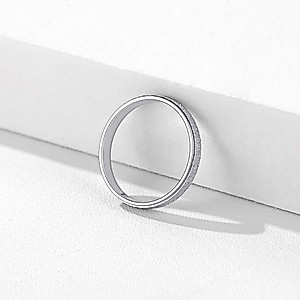 ChicSilver 925 Sterling Silver Sandblast Finish Rings Classic Simple Tarnish Resistant Comfort Fit Wedding Band 3mm Ring Size 10