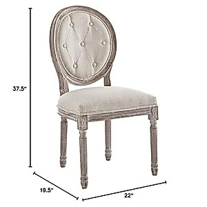Modway Arise French Vintage Tufted Upholstered Fabric Dining Side Chair in Beige