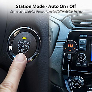 Avantree CK310 Bluetooth FM Transmitter for Car, Wireless Radio Adapter Hands Free Car kit with Magic Tape, Auto Power On Off with Car, Rechargeable Or USB Wired, Stereo Receiver for Music Call, 7H