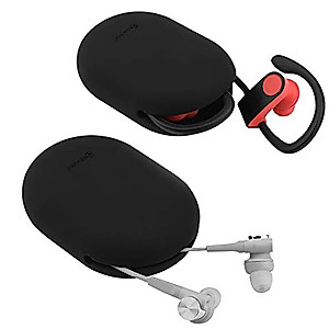 Geekria Earbuds Silicone Case for BEATZ PowerBeats, Jäbra Sport Pace, Jaybírd X3, X2, BlueBuds X, Freedom, Earbud Protection Squeeze Pouch/Pocket Soft Earphone Storage Bag (Black, M+S, 2Pcs)