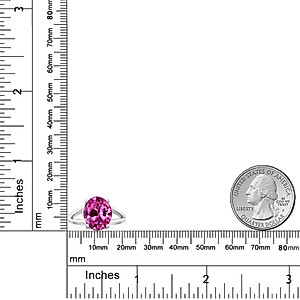 Gem Stone King 925 Sterling Silver Pink Created Sapphire Ring For Women (7.50 Cttw, Gemstone September Birthstone, Oval 12X10MM, Available In Size 5,6,7,8,9)