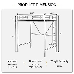 SHA CERLIN Metal Twin Loft Bed Frame with Stairs & Full-Length Guardrail, Space-Saving, Juniors and Adults, Noise Free, Black