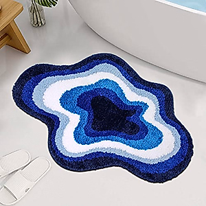 Seavish Cute Cloud Bathroom Rugs Non Slip Washable Soft Shag Novelty 2'x3' Area Rug Blue White Abstract Bath Shower Mat Kids Nursery Rug Door Mat Entryway Rug Room Decor for Bedroom Playroom Restroom
