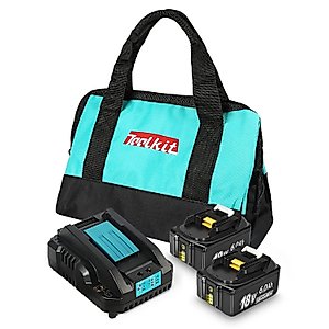 2-Pack 18V 6000mAh Battery Replacement for Makita 18V Battery Kit and Charger with Tool Bag Included Compatible with Makita BL1830B BL1840B BL1850B BL1860B，More