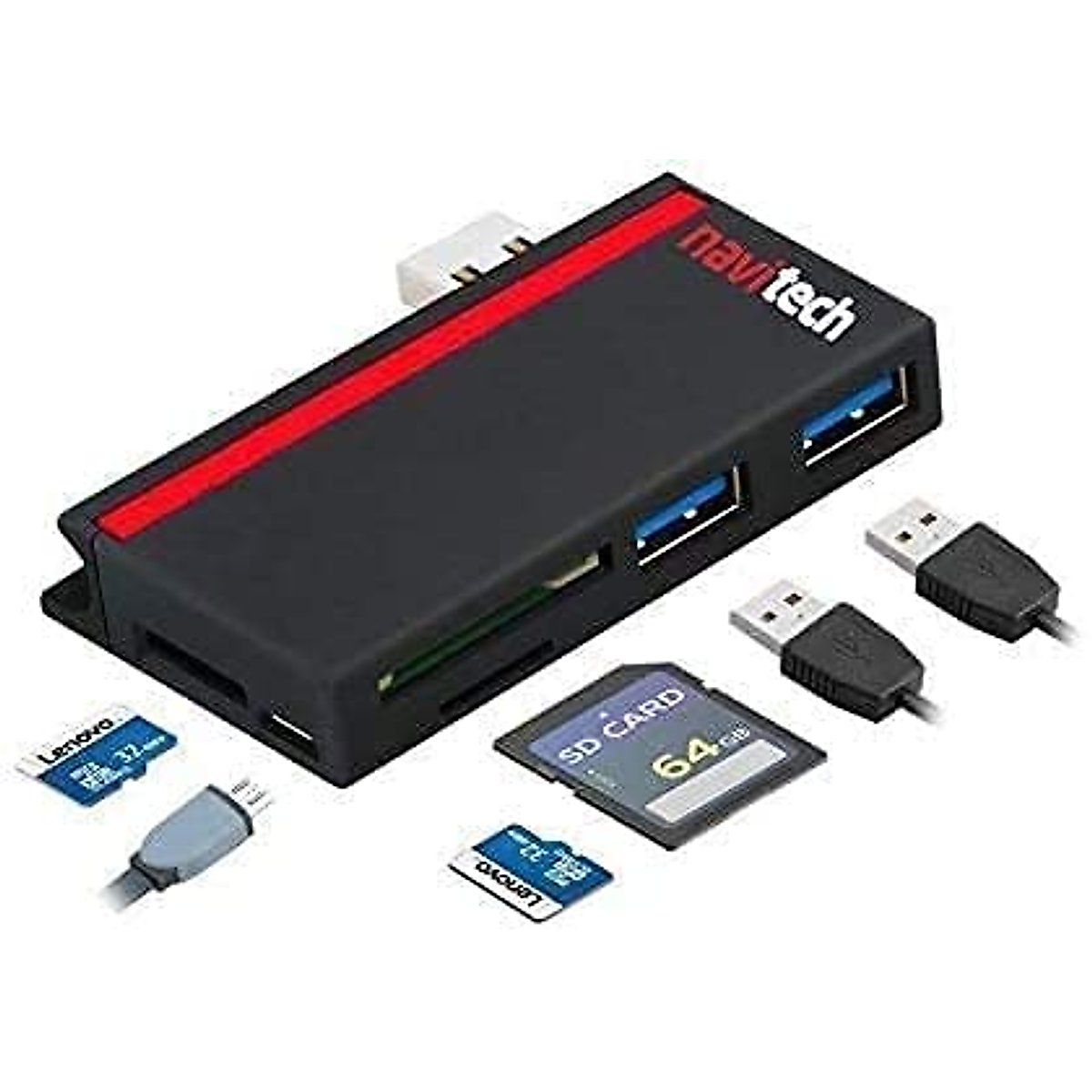Navitech 2 in 1 Laptop/Tablet USB 3.0/2.0 HUB Adapter/Micro USB Input with SD/Micro SD Card Reader Compatible with ASUS Chromebook Flip C214 11.6"