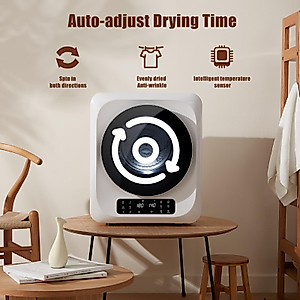 Auertech Portable Dryer with LCD Control Panel, 1.5 cu.ft Mini Clothes Dryer Machine with Stainless Steel Tub, 5 Modes, 850W 10 lbs Front Load Small Electric Dryer for Apartment, Laundry, RVs (White)