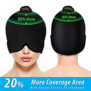 Migraine Ice Head Wrap, Headache Relief Hat for Migraine Ice Hat, Comfortable & Stretchable Ice Cap for Puffy Eyes, Tension, Sinus & Stress Relief