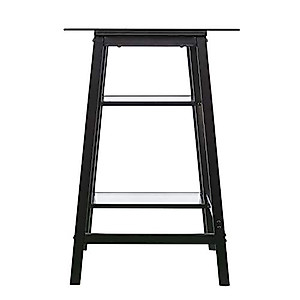 SEI FURNITURE Avery Metal & Glass A-Frame Writing Desk, Black.