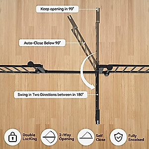 Kfvigoho Baby Gate 35"-198" Extra-Wide Gate for Stairs, Play Yard Child Safety Gate, Dog-gate with Auto-Close Door, Double Locking System for Fireplace, Kitchen, Foldable 8 Steel Panels, 29" Height