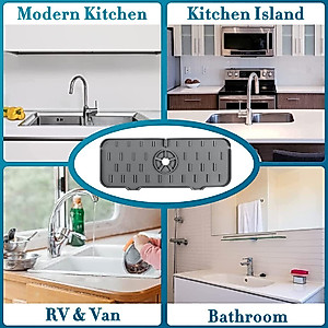 MeeResn Silicone Faucet Mat for Kitchen Sink, Splash Water Catcher Mat, Sink Draining Pad Behind Faucet, Drip Protector for Kitchen,Bathroom,Countertop