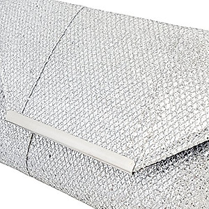 JNB Glitter Cocktail Party Clutch, Silver