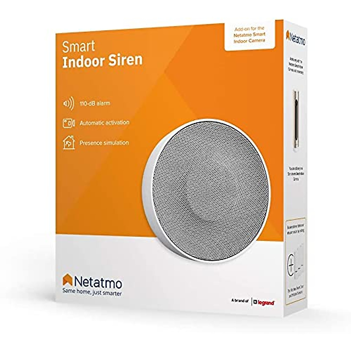 Netatmo Smart Indoor Siren | Wireless 110 Decibel Siren | Auto Arm & Disarm | Easy Installation Can Be Powered with Batteries Or Hard Wired | Model NIS01US
