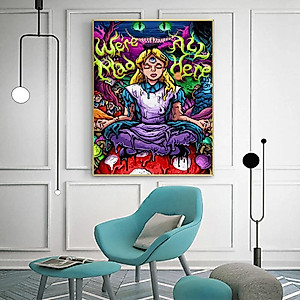 Alice Wonderland Poster Fabric Art Poster Fabric Prints 16x24 inch for Wall Decoration No Framed