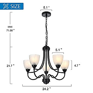 MELUCEE Classic Modern Chandeliers for Dining Room with Alabaster Glass Shade, 5-Light Dining Room Light Over Table Contemporary Ceiling Light Fixtures Traditional for Foyer Kitchen Bedroom