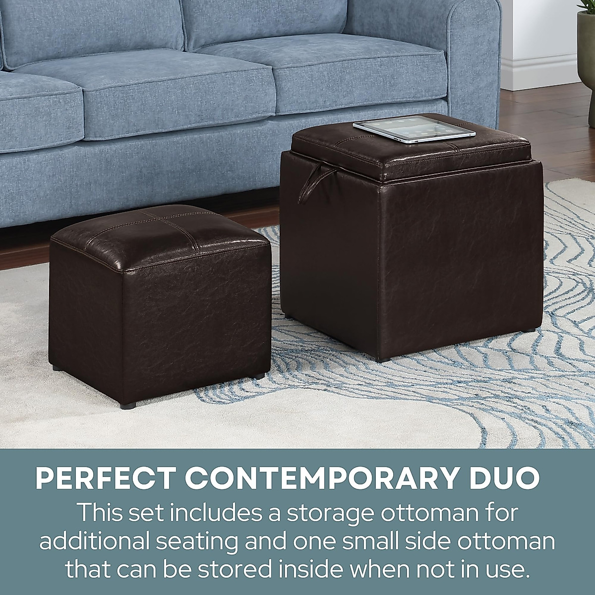 Convenience Concepts Designs4Comfort Park Avenue Single Ottoman with Stool, Espresso