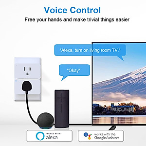 WiFi Smart Plugs 4 Pack, Smart Plugs That Work with Google Home for Voice Control Smart Outlet Plug with Timer APP Remote Control 1875W No Hub Required 2.4G Only, FCC and ETL Listed