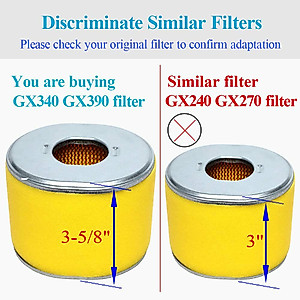 HOODELL 3 Pack Air Filter Fit for Honda GX390 13HP GX340 11HP Engine Pressure Washer Air Cleaner, Professional 17210-ZE3-010 17210-ZE3-505 Air Filter