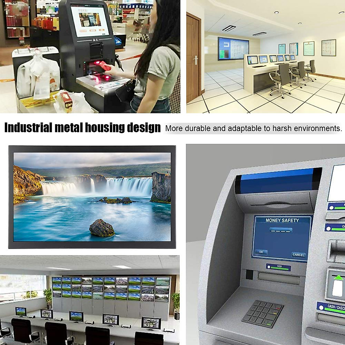 17.3 Inch Display Full HD Embedded Industrial Metal Monitor Normal Non-Touch Version, 1920x1080 Physical Resolution WLED Display 400CD/Mm2 Normal Screen (Does Not Support