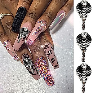 36Pcs Snake Nail Charms Metal Butterfly Nail Gems Nail Rhinestones 3D Alloy Snake Nail Charms Silver Gold Snake Nail Jewelry Snake Charm Designs for Women Girls Acrylic Nail DIY Manicure Decorations